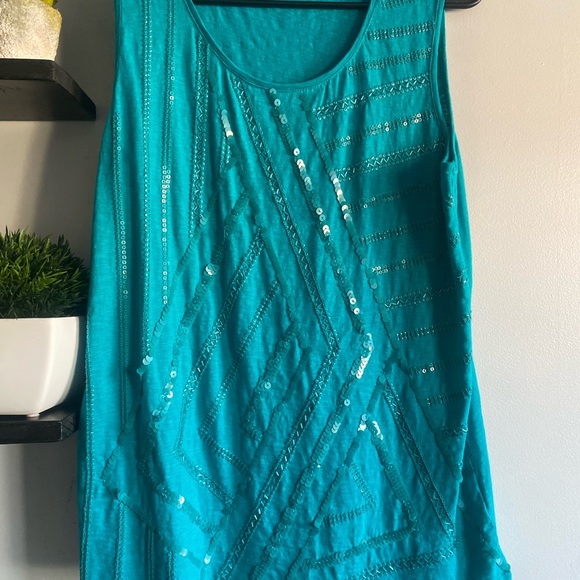 Coldwater Creek | Tops | Cold Water Creek Teal Sleeveless Sequin Tank ...